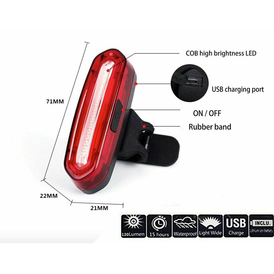 USB Rechargeable LED Bicycle Cycling Tail Light Bike Rear Warning Light ...