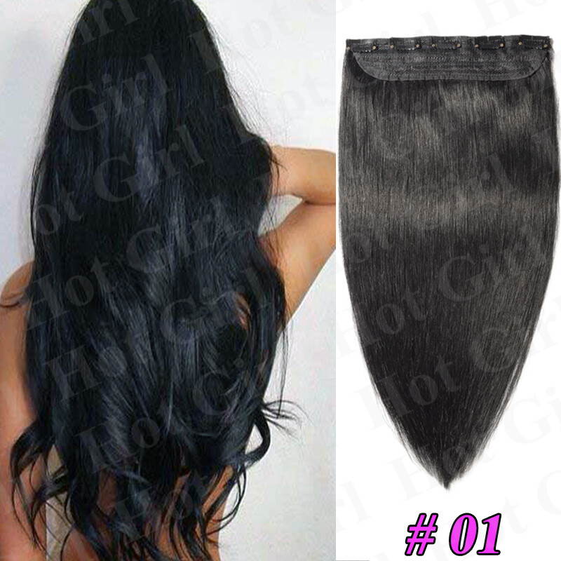 100g Real Remy Clip In Human Hair Extensions One Piece 3/4Full Head 20 ...