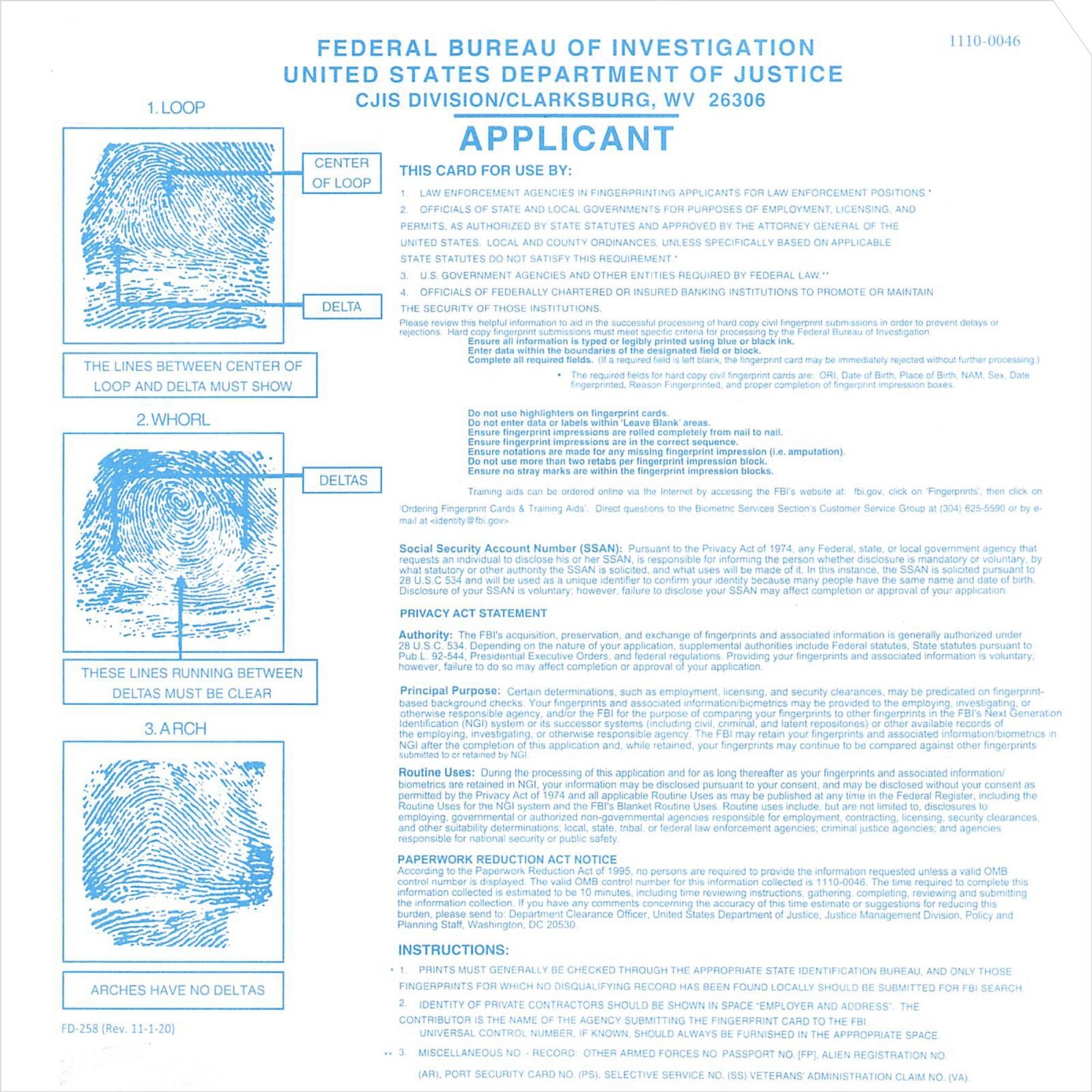 FD-258 *PRE FILLED READ ATF NFA Fingerprint Kit 5 Applicant Cards Ink ...