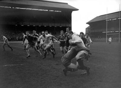 Andy Hancock England Is Tackled By Ted Rudd Of The Rest 1966 OLD RUGBY ...