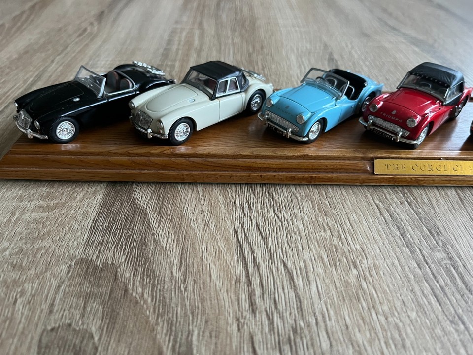 Corgi Classic British Sports Car Collection 8 Cars on Wooden Display ...