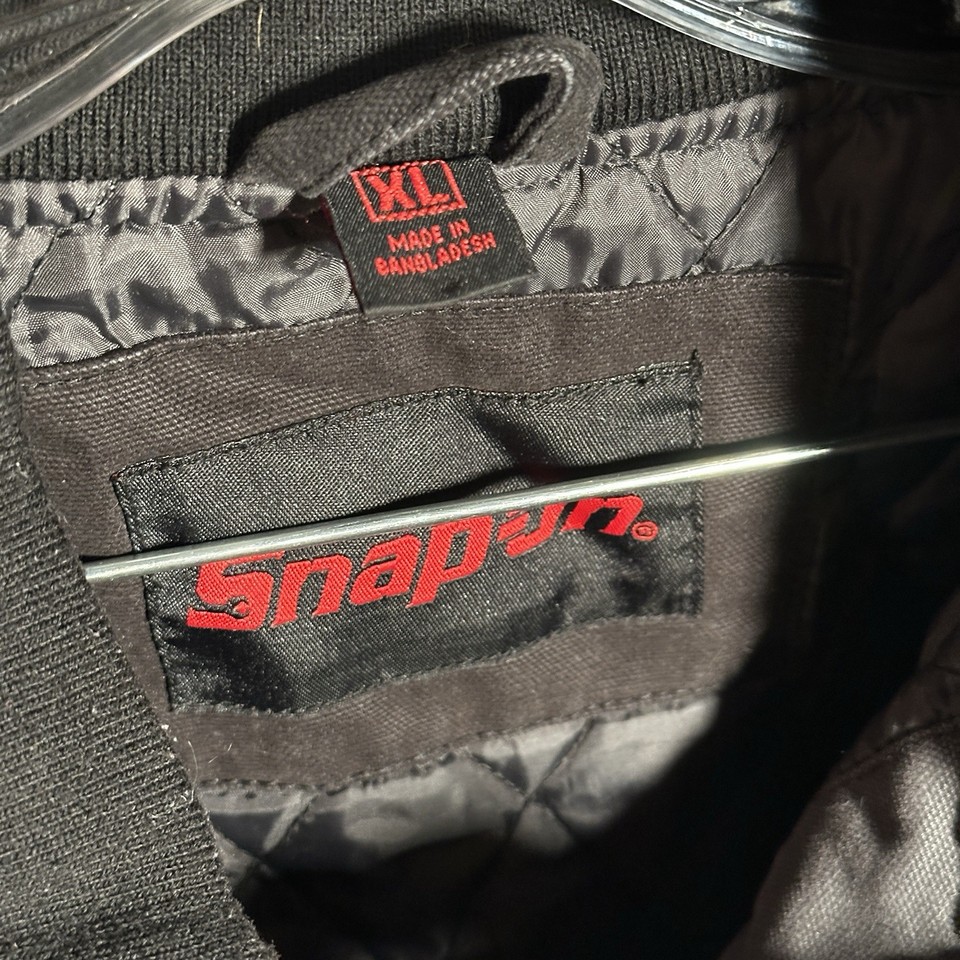 Snap-on Insulated Canvas Work Jacket USA Flag Black Gray Full Zip Men’s ...
