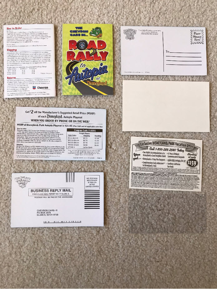 Lot of Disneyland Autopia ~ Stickers ~ Postcard ~ Brochures ~ Scratch ...
