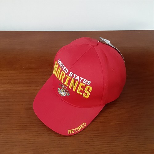 USMC Retired Baseball Cap Adjustable Hat Marine EGA Emblem Red OSFM New ...