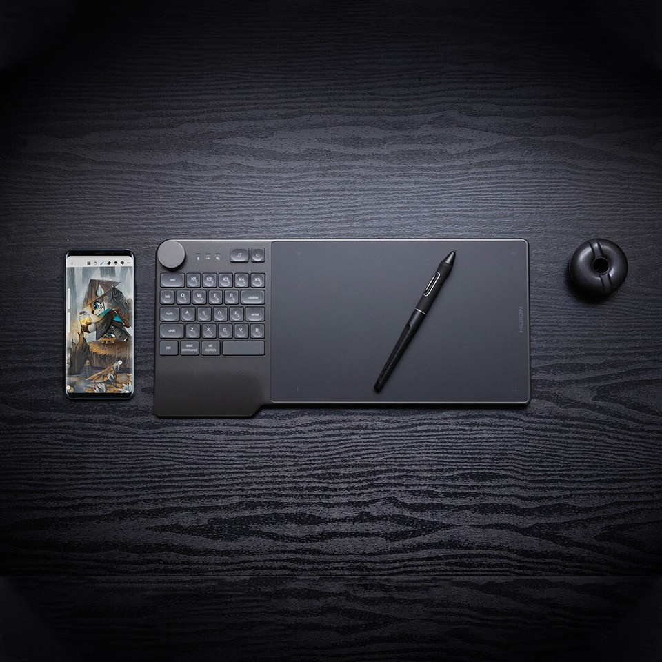 Huion Keydial KD200 Bluetooth 5.0 Graphics Drawing Tablet with 28 Keys ...