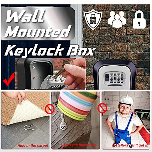 Key Lock Box Key Box Wall Mounted 4 Digit Combination Lock Box Hide A ...