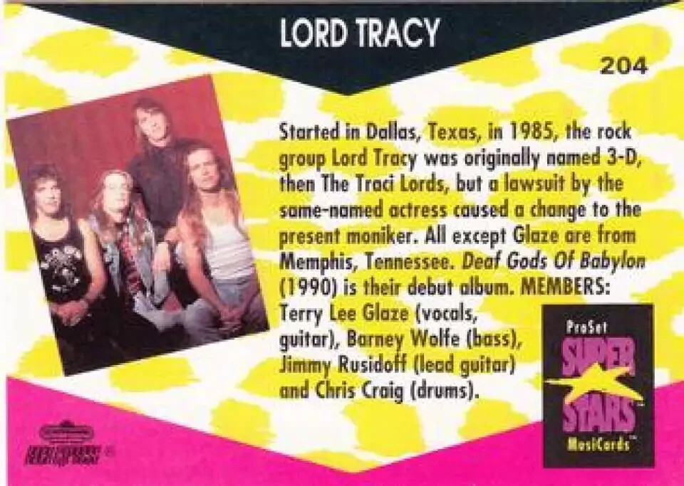 1991 PRO-SET MUSIC SUPER STARS MusiCards Collectible Card #204 😍 LORD ...