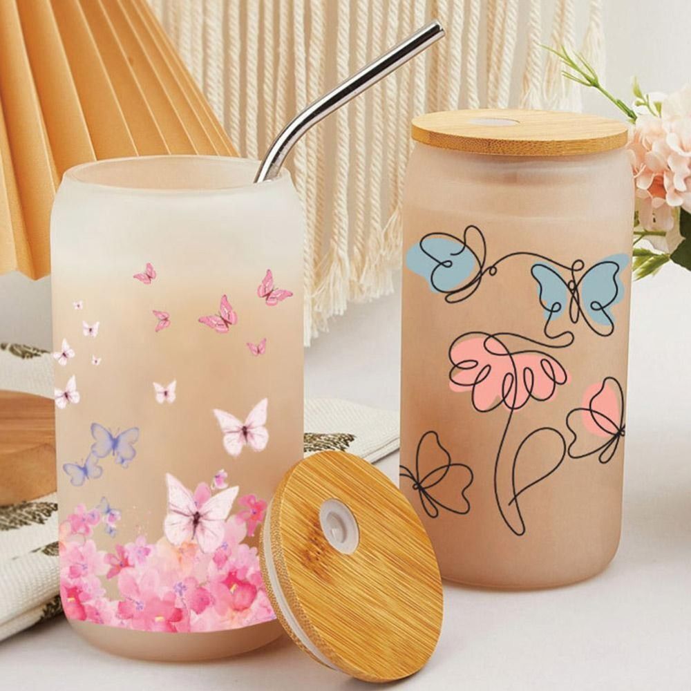 Waterproof 16oz Cup Wraps Butterfly Printed Transfer Cup Stickers | eBay