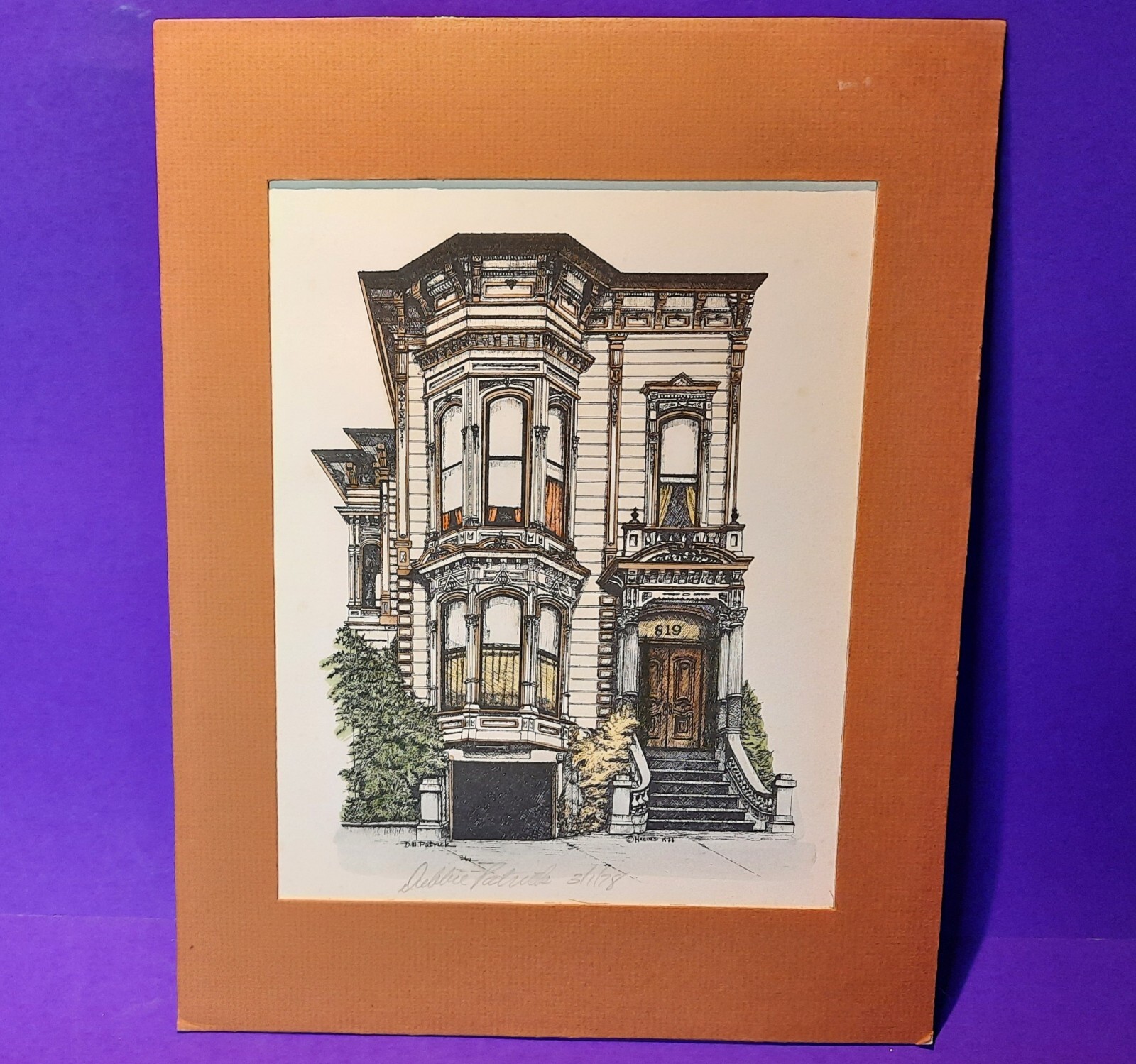 Debbie Patrick Victorian House Signed Lithograph 1978 Unframed Painted ...