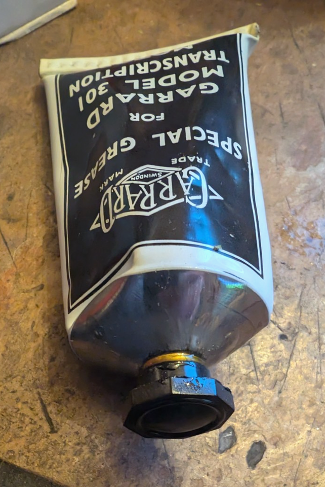 RARE VINTAGE GARRARD 301 TURNTABLE SPINDLE LUBRICANT SPECIAL GREASE ...