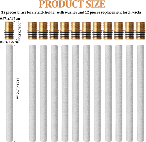 24 PCS Wine Bottle Torch Wicks Kit Brass Torch Wick Holders Washer ...