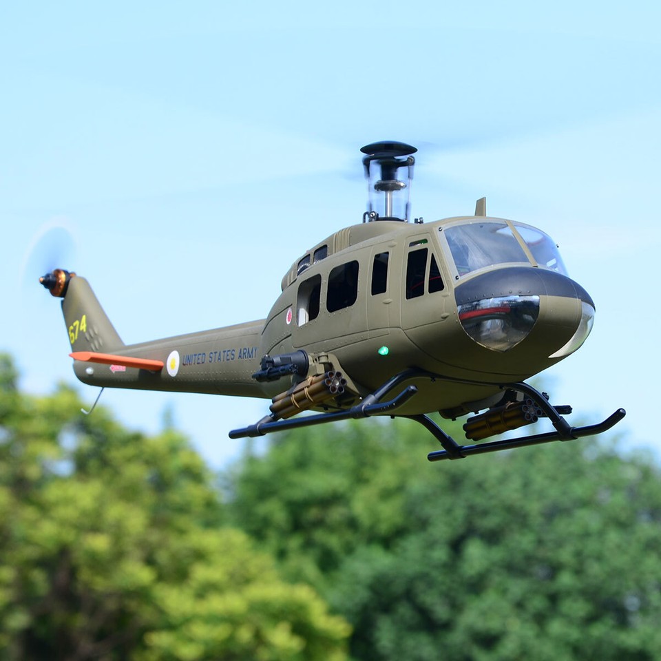 470Size RTF UH-1D Army Green RC Helicopter GPS Auto Return Scale Model ...