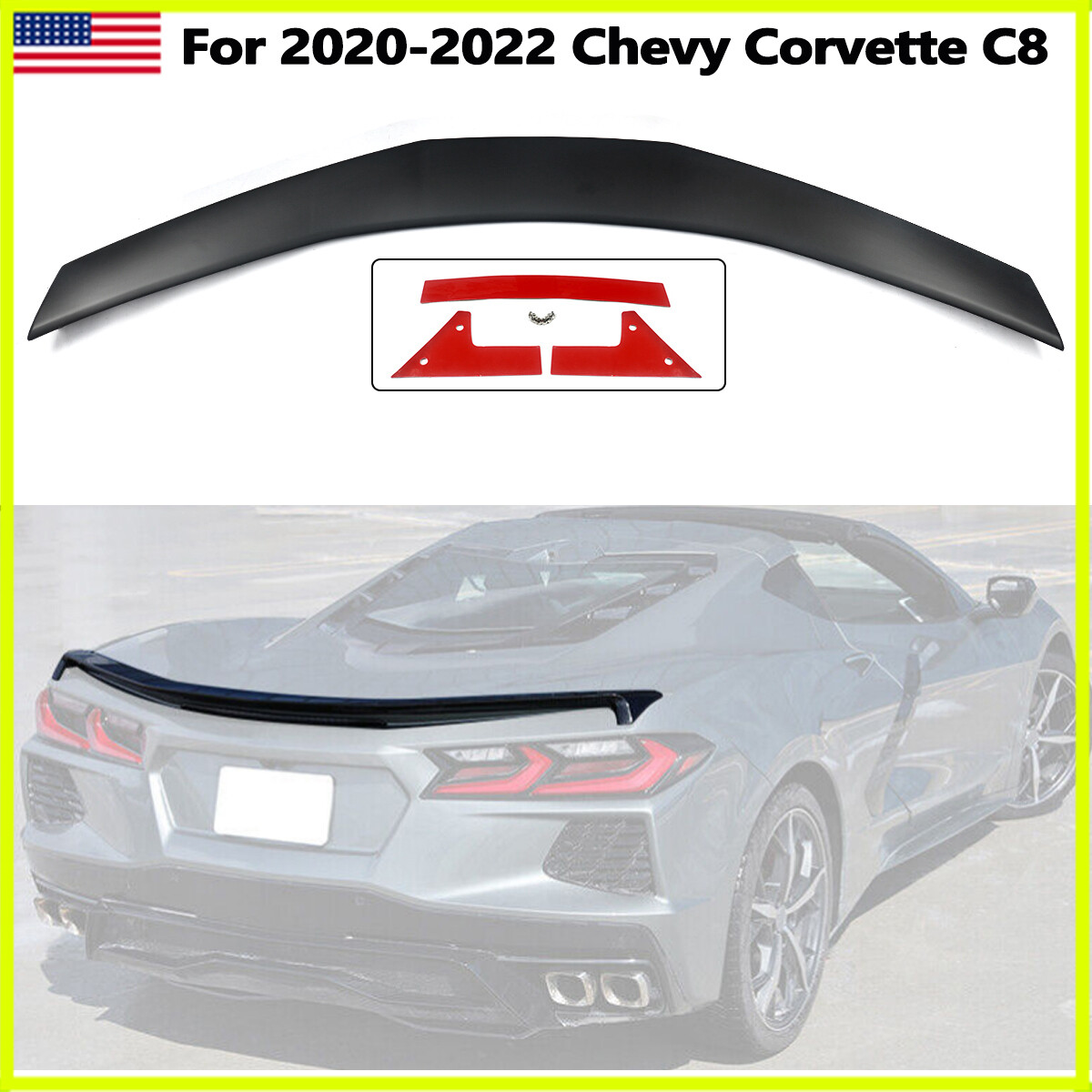For 2020-Up Corvette C8 Coupe Low Profile Rear Trunk Lid Wing Duckbill ...