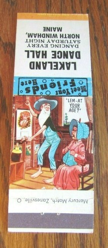 HILLBILLY: LAKELAND DANCE HALL (NORTH WINDHAM, MAINE) (1950s MATCHBOOK ...