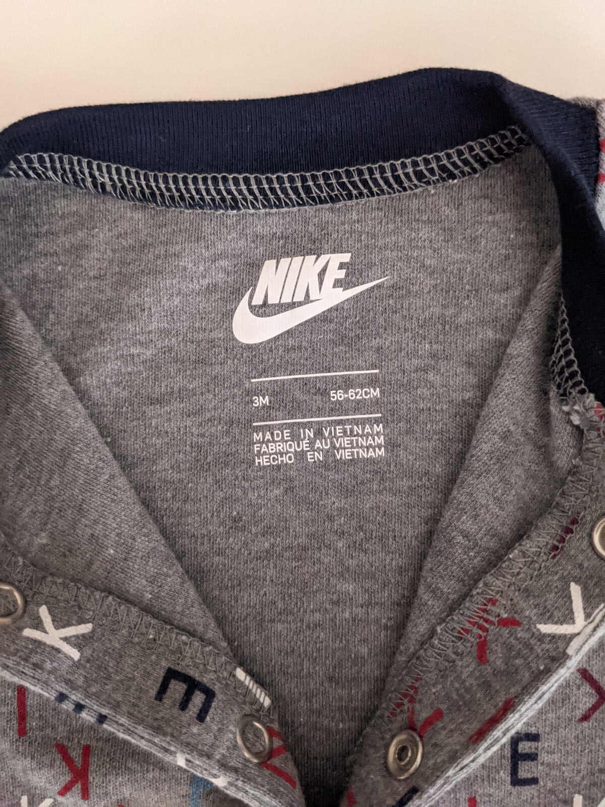 NIKE BABY Sleeper Size 3 Months Graphic Logo Gray Red White Navy Blue ...