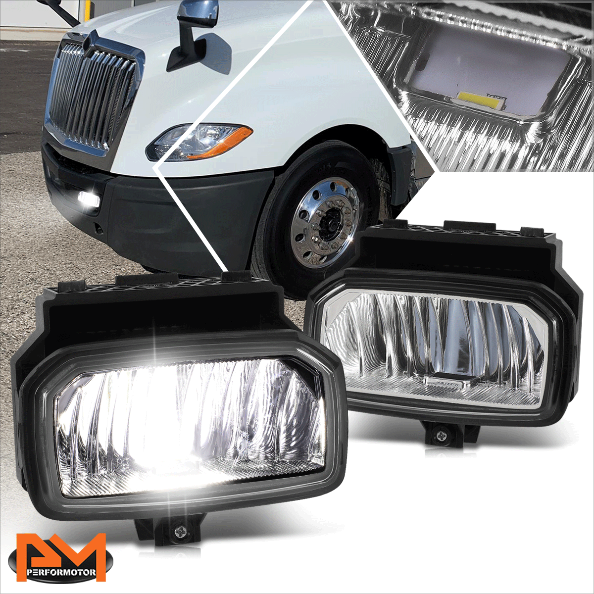 For 18-22 International Harvester LT625 Clear Lens LED Fog Lights w ...