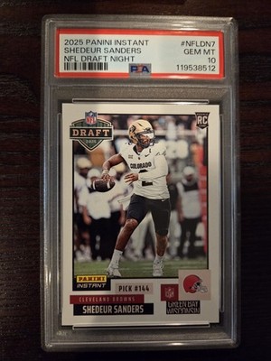 Shedeur Sanders 2025 Panini Instant #7 NFL Draft Night Rookie PSA 10 ...