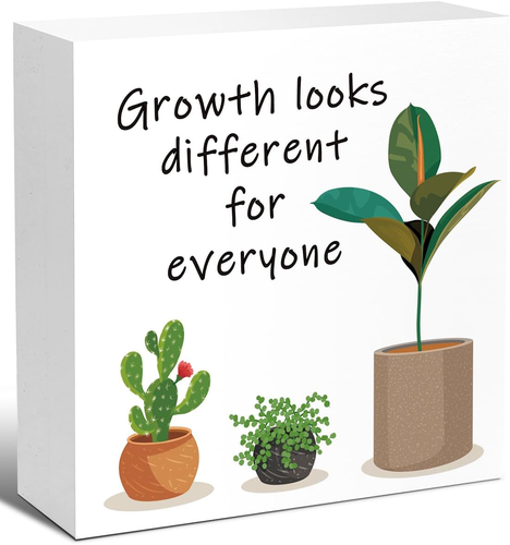 Inspirational Wood Block Sign,Growth Looks Different for Everyone Plant ...