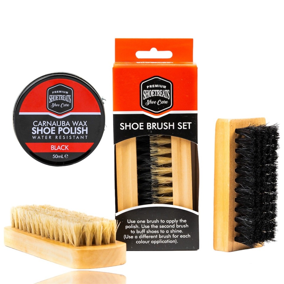 Shoe Brush Set, Cleaning Kit, Black Brown Polish Leather Boot Shine ...
