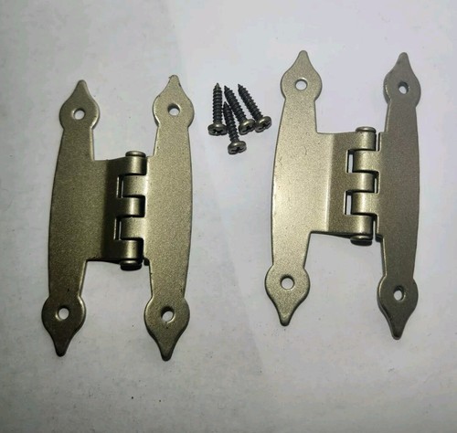 2 Vintage Metal Look Colonial H Style HINGES for 3/8" Offset Cabinet ...