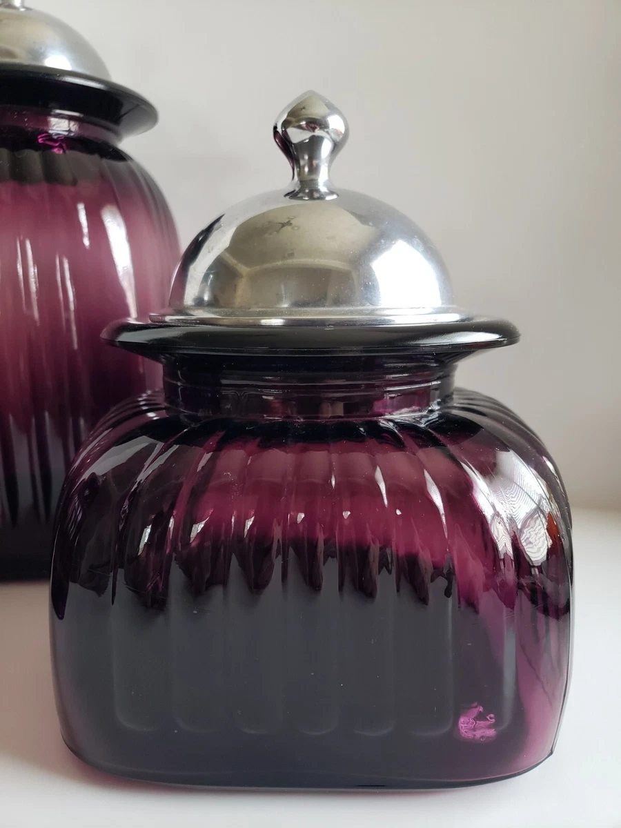 Purple Glass Canisters With Lids