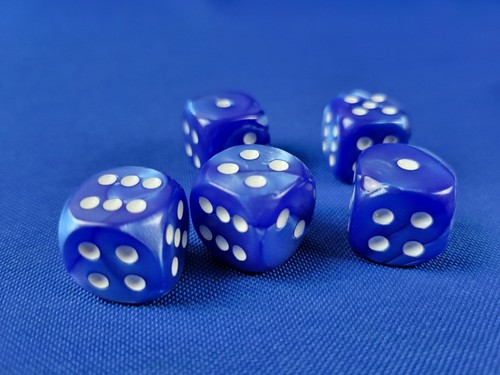 5 Piece D6 Blue Marble Dice - Dungeons and Dragons AD&D Pathfinder | eBay