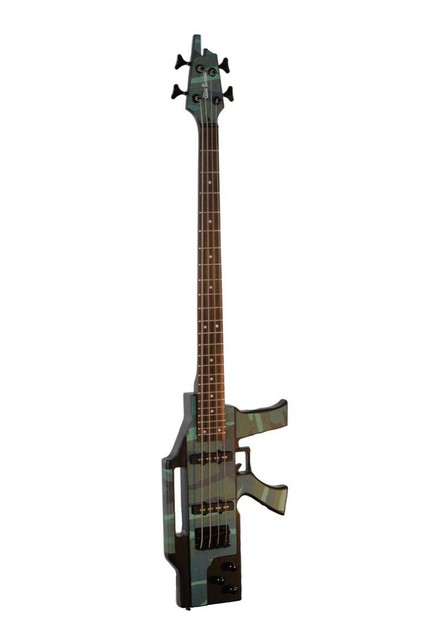 5 String Electric Bass Ak47 Machine Gun Black Rifle Glen Burton & Bag ...