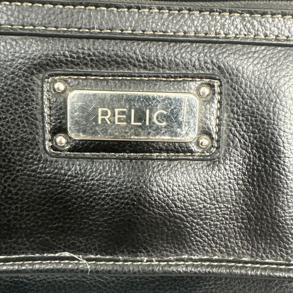 Relic Black Leather Flap Handbag Purse Bag Satchel | eBay