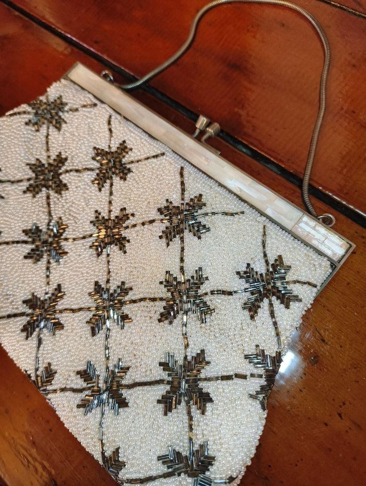 Vintage high-quality rare beaded embroidery snowflakes? Japanese-style ...