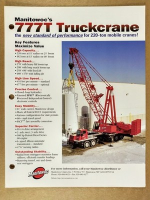 Manitowoc Model 777T 220-ton Truck Crane dealer ad sheet 1999 | eBay
