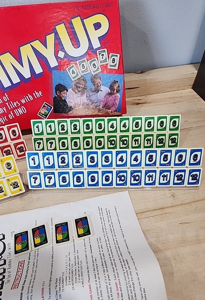 UNO Rummy-Up Tile Board Game Mattel (1993) Complete Clean & Pre-owned ...