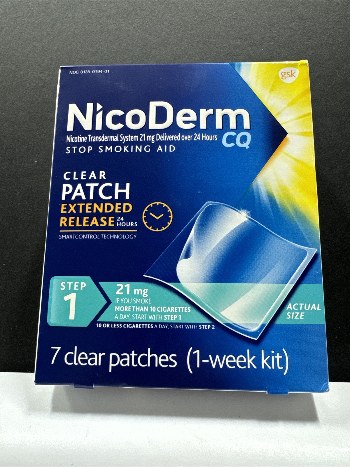 NicoDerm CQ 142050, 7 Step #1 Clear Nicotine Patches (1 Week Kit)*See ...