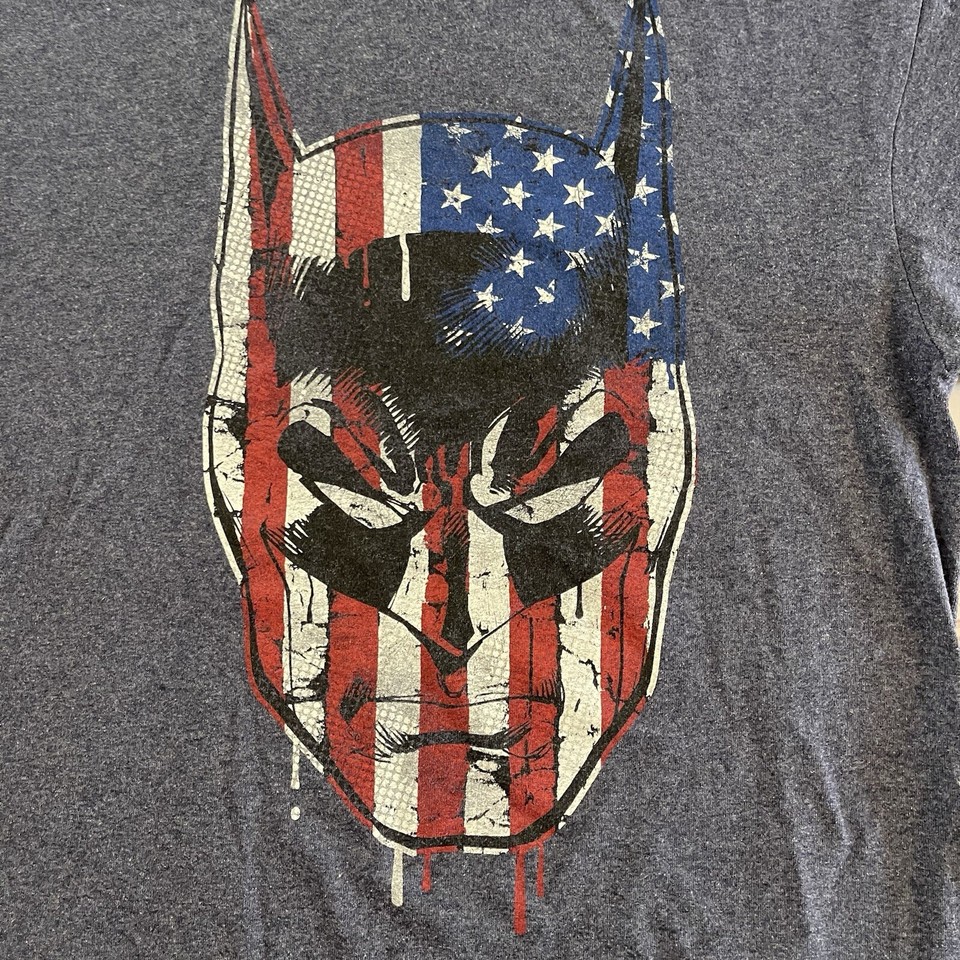 Batman Mens American Flag Blue Batman Short Sleeve Graphic T Shirt Size ...