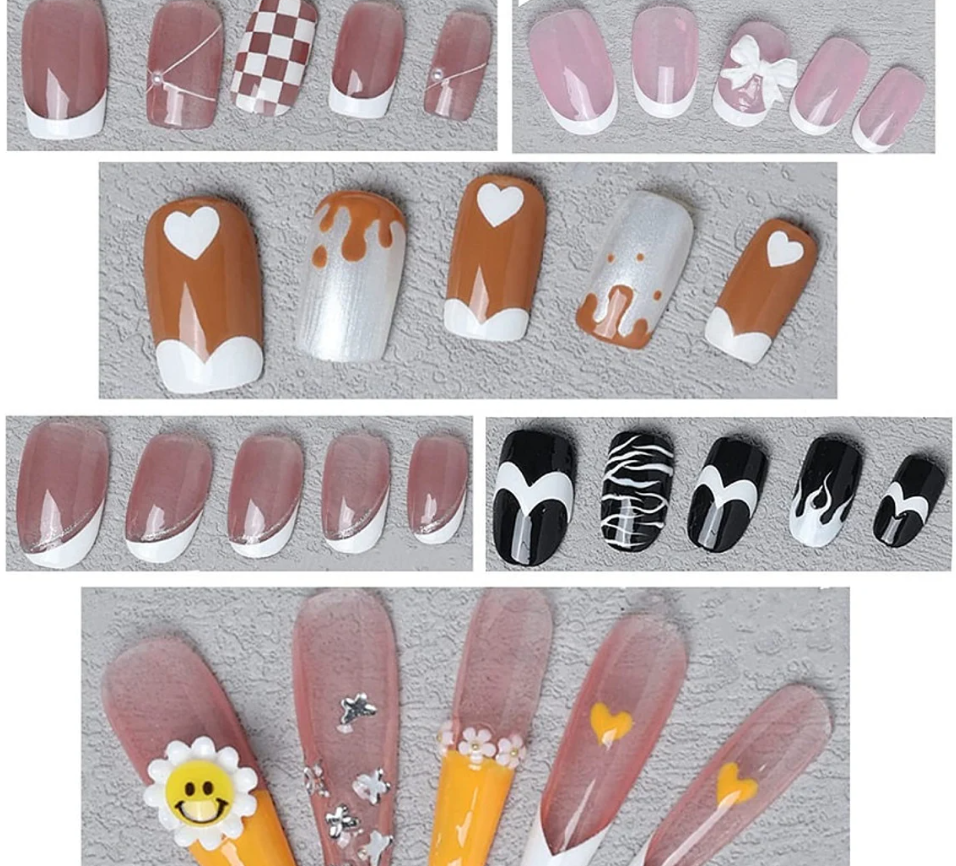 French Tips Nail Sticker White Stripes Wave Self-Adhesive Decals for ...