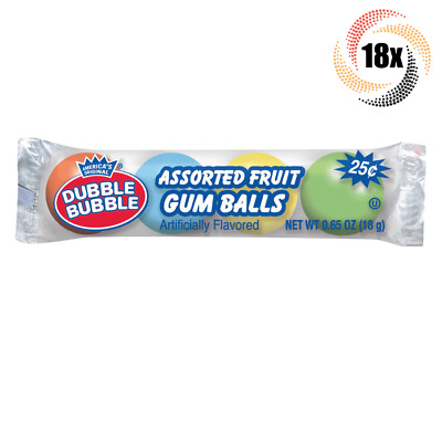 18x Packs Dubble Bubble Assorted Fruit Gum Balls | 4 Gumballs Each ...