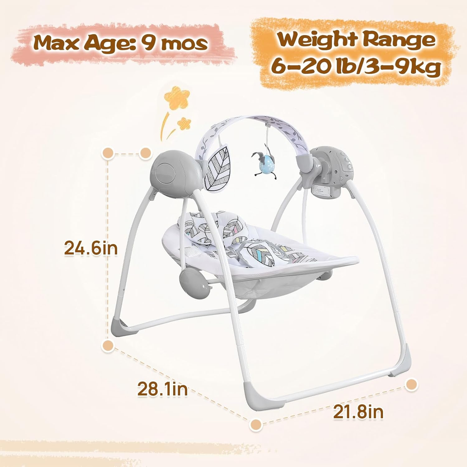 Baby Swings,Portable Baby Swing for Infant, Compact-Fold Early Bird ...