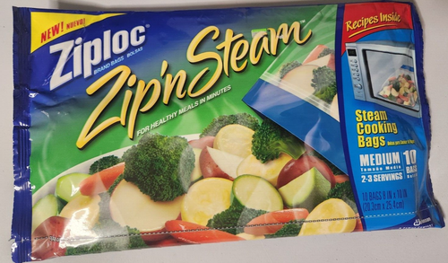 NEW Ziploc Zip 'N Steam Medium Cooking Bag Microwave 10 bags ...
