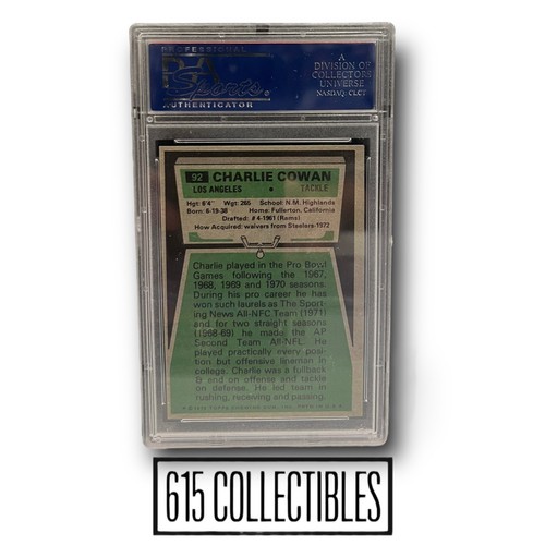 1975 TOPPS CHARLIE COWAN PSA 8 #92 RAMS | eBay