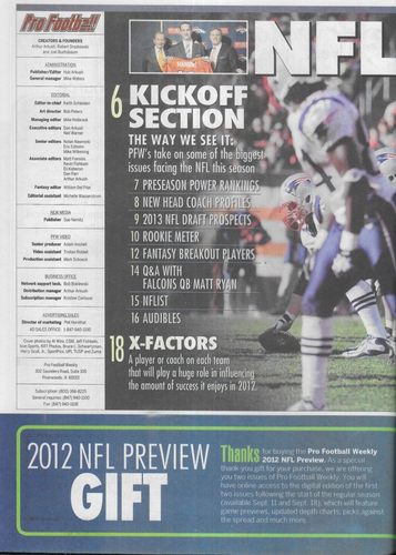 Pro Football Weekly Magazine Preview NFL Scouting Reports Player ...