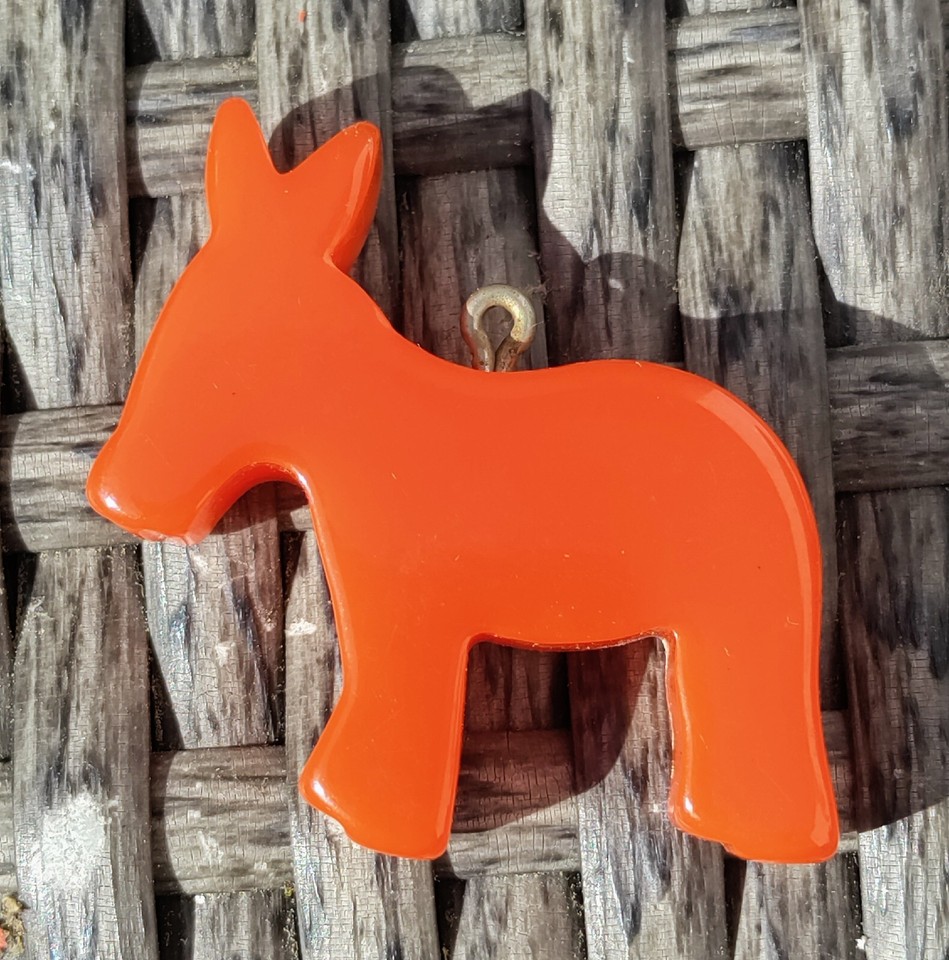 Vintage Orange Bakelite Donkey Pendant Simichrome Tested | eBay