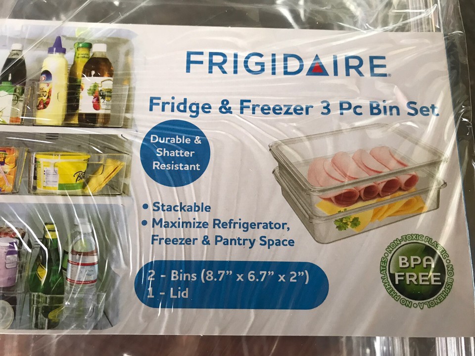 Frigidaire Fridge & Freezer 3 Piece Bin Set NEW Crafts Storage Shop ...