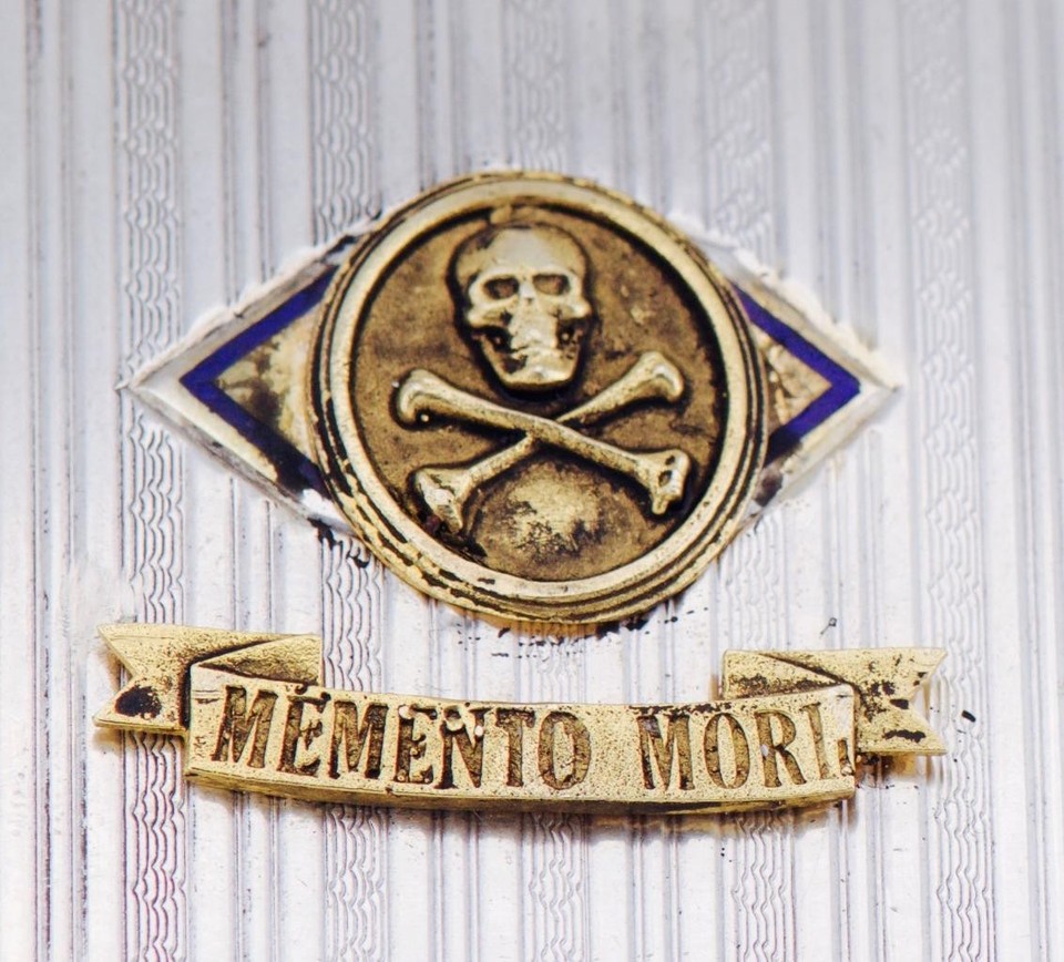 Antique Art Deco Silver & Enamel Cigarette Case – Memento Mori Skull ...