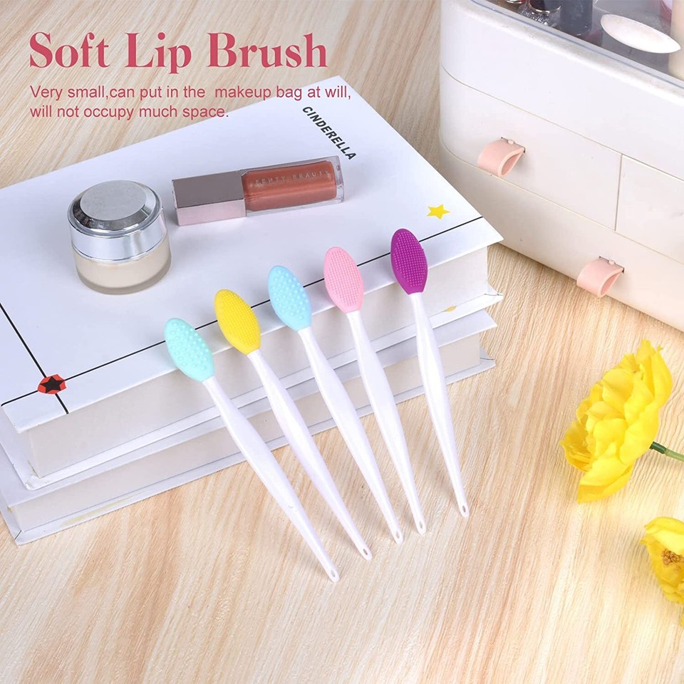 5 Pcs Lip Brush Tool Lip Scrub Brush Double-Sided Silicone Exfoliating ...