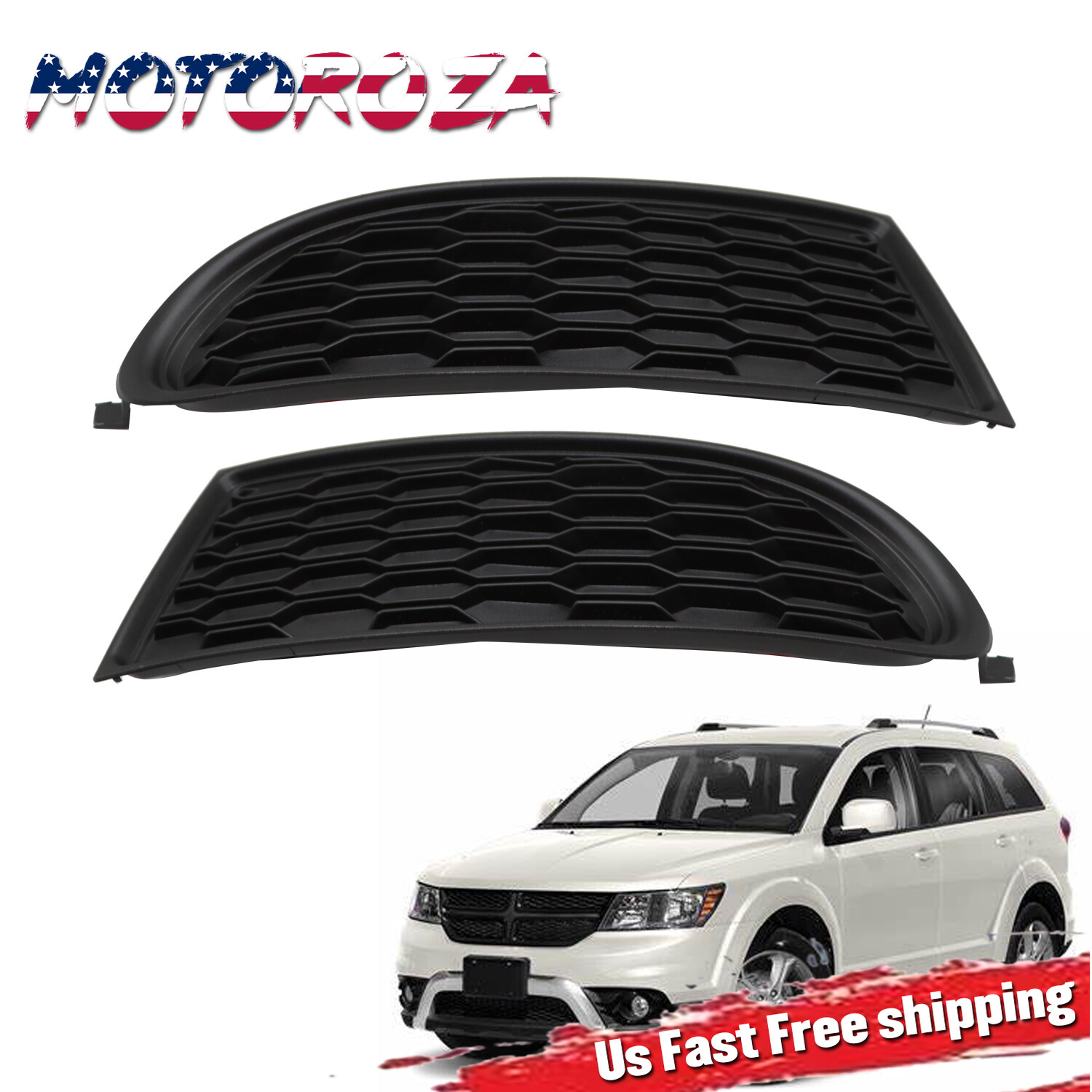 PAIR Front Bumper Fog Light Lamp Cover Bezel For Dodge Journey 11-2018 ...