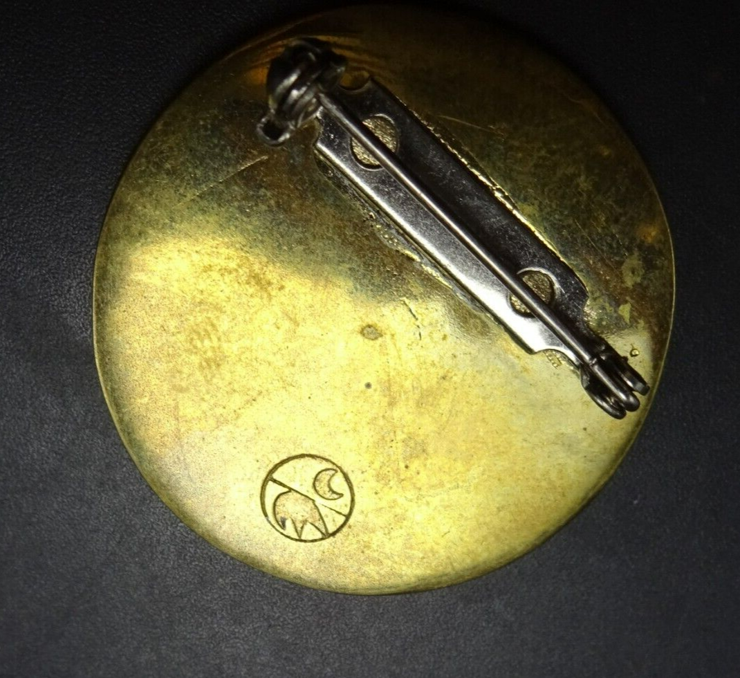 Andrew Shows & Turza Wells HAND CARVED BEAR INLAY PIN/BROOCH set in ...