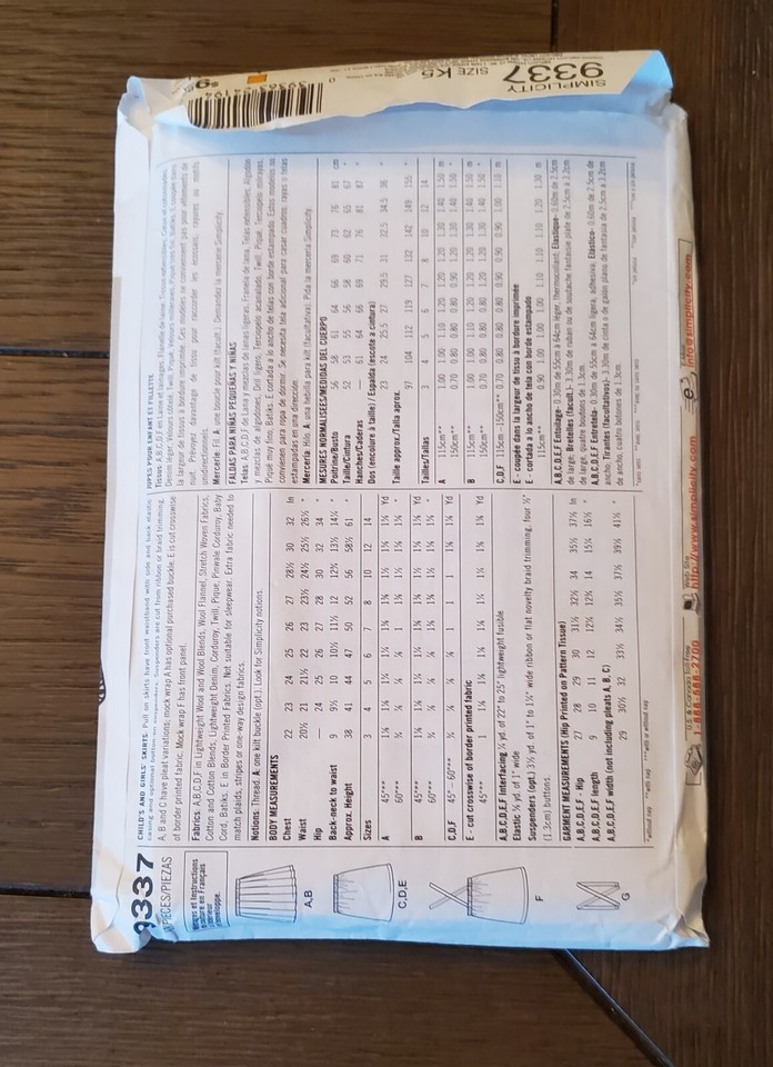 Simplicity Girls Pull On Skirts 6 Styles #9337 EASY Sewing Pattern SZ ...