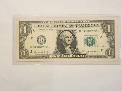 RARE-Fort Worth One Dollar Bill Star Note 2013 B Duplicate Serial # B 04308772* | eBay