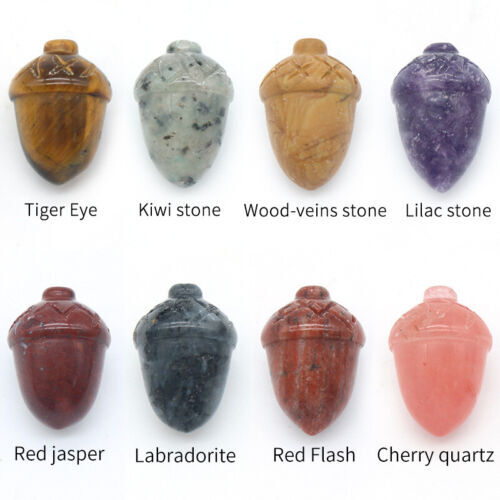20PCS Natural Stone Mixed Quartz Hand Carved Pine Nuts Crystal Healing ...