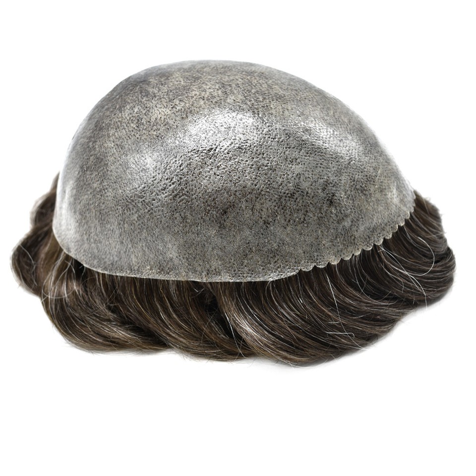 Mens Hair Replacement System Full Poly Thin Skin Mens Toupee Human Hair ...