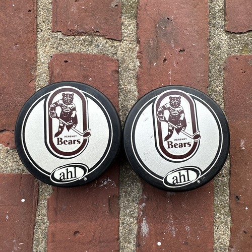2x Lot of Official Game Puck Hershey Bears AHL Game Used Authentic 2 ...